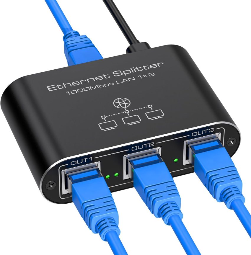 VEDINDUST Ethernet Switch 1 to 3 1000Mbps Multisocket RJ45 Network ...