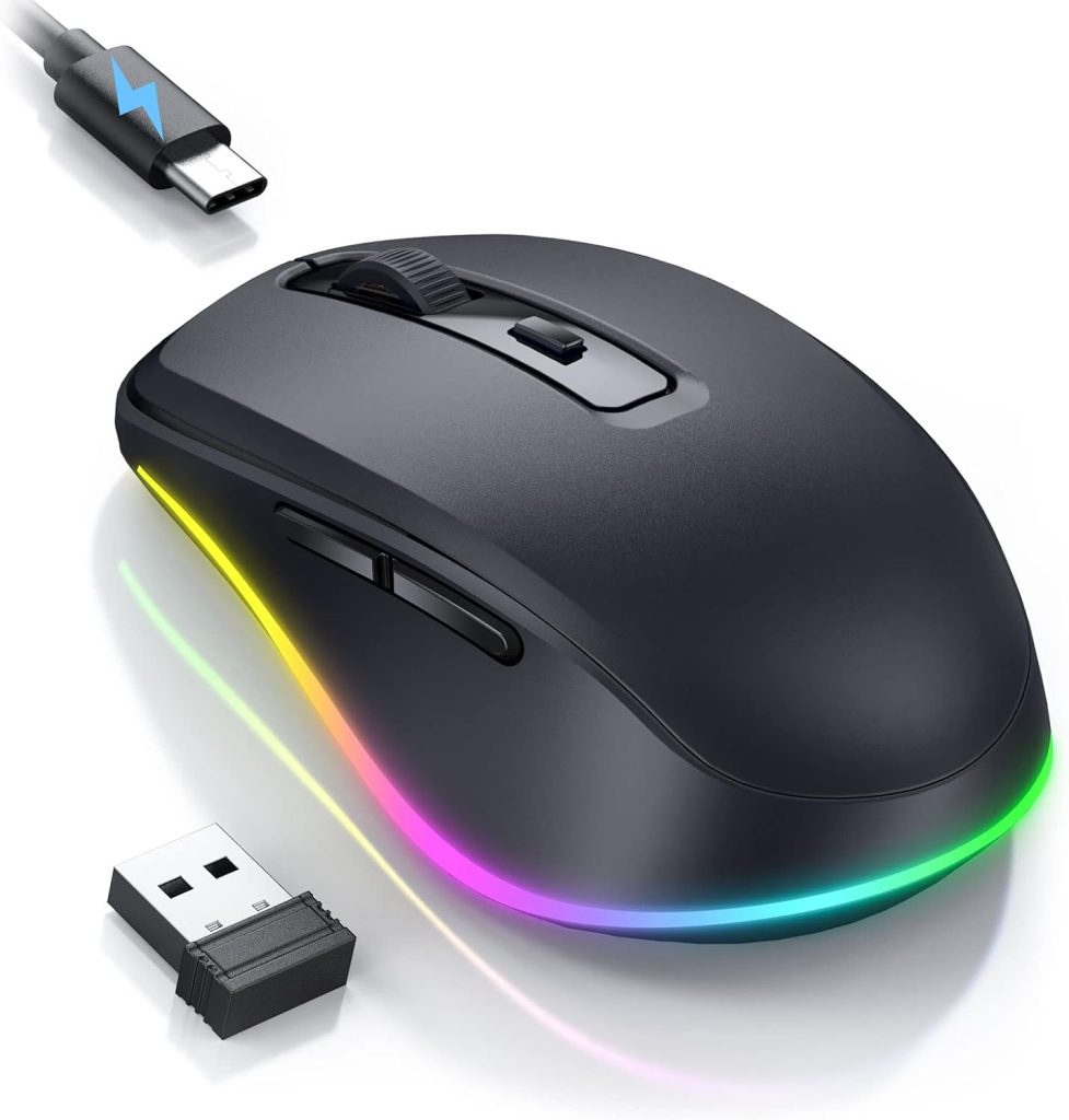 seenda USB C Rechargeable Wireless Gamer Mouse Jiggler Silent Backlit ...