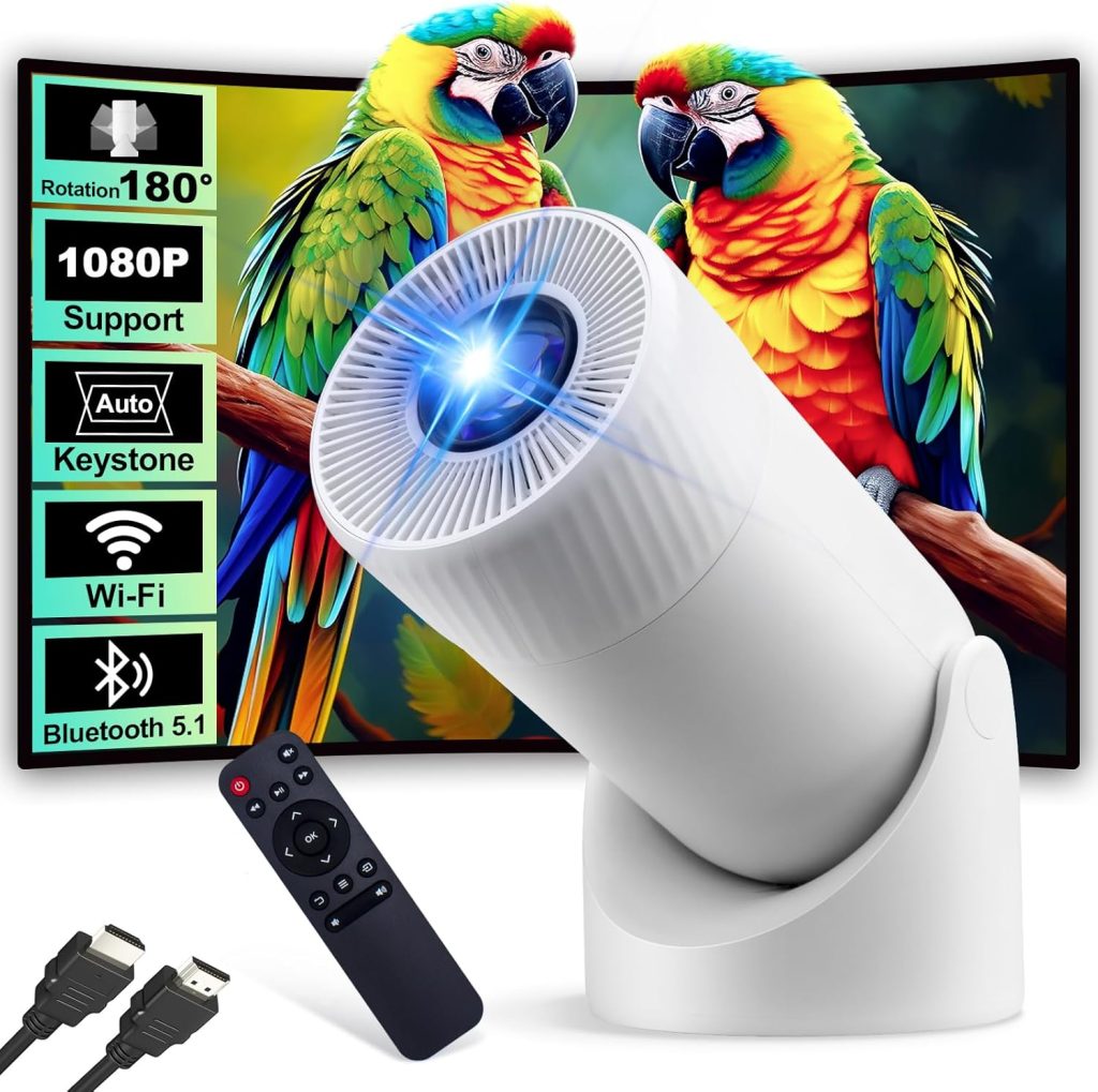 Portable Projector with WiFi/Bluetooth, Mini Hi-FI Projector with 4K ...